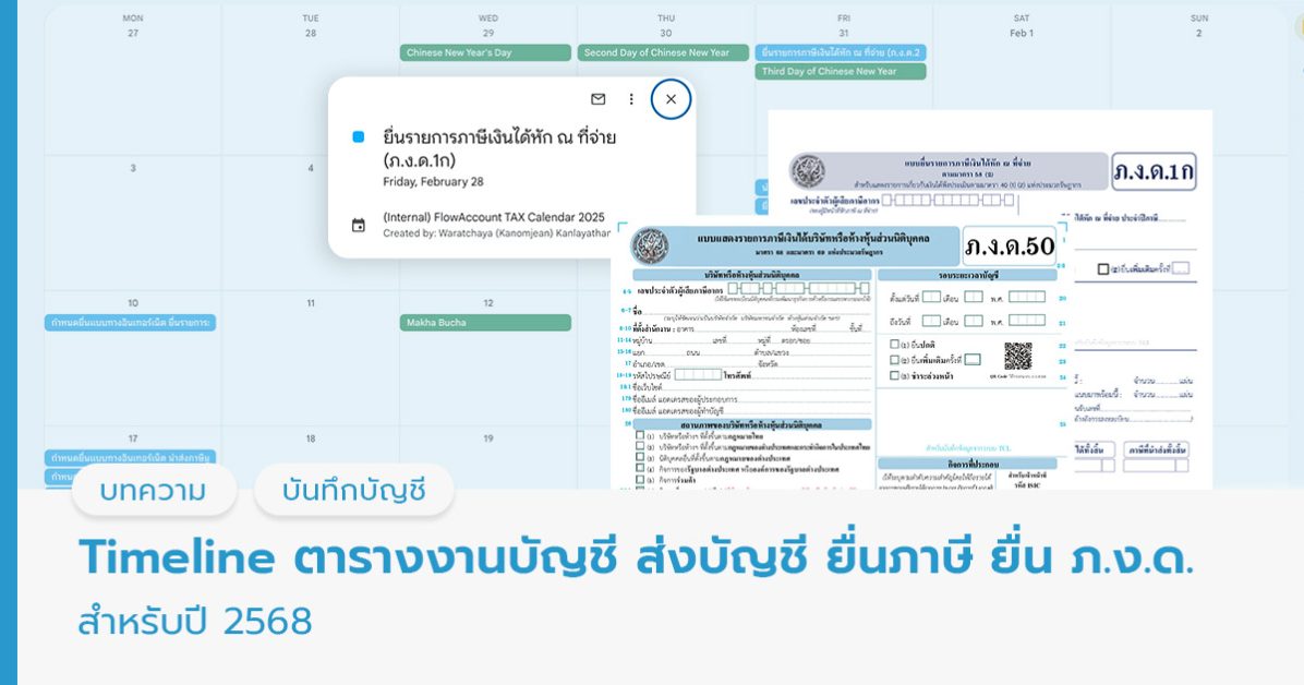 Timeline ตารางงานนักบัญชี ส่งบัญชี ยื่นภาษี ยื่น ภงด ปี 2568
